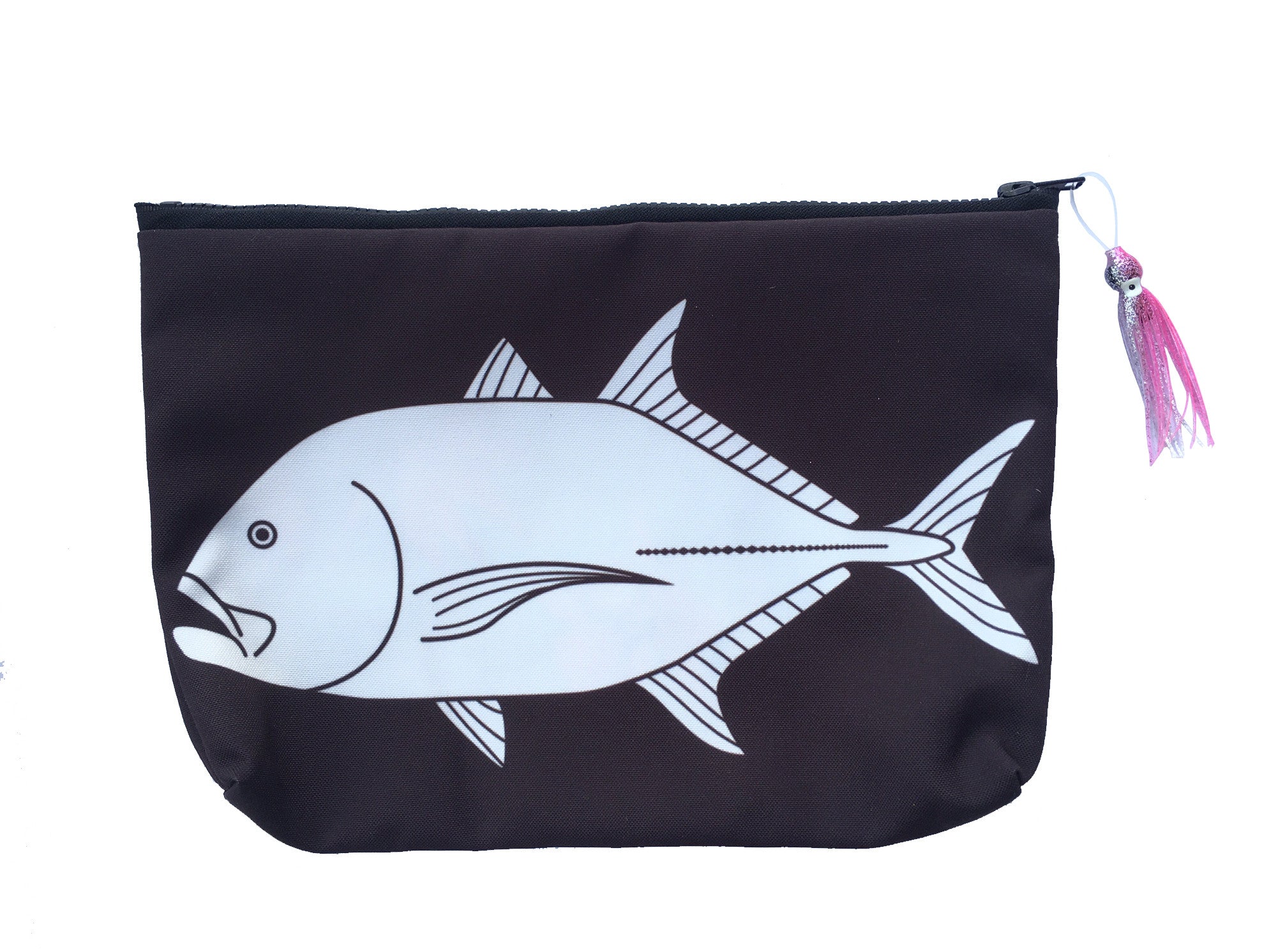 Trevally / Ulua Sundot Fish Flags Pouch with Hawaiian Print Fabric ...
